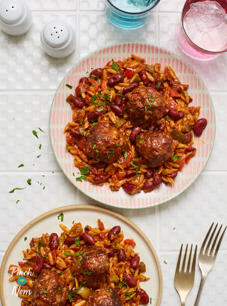 Chilli Meatball Orzo - Pinch Of Nom